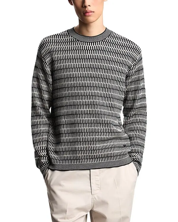 Emporio Armani Jacquard Virgin Wool Sweater - Solid Medium