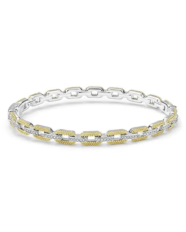 Lagos 18k Yellow & Sterling Silver Diamond Chain Link Bracelet - Gold
