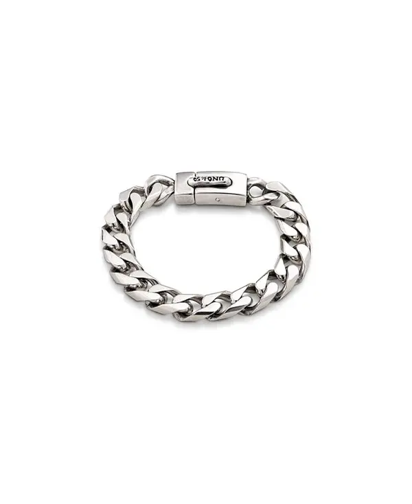 UNODE50 Sterling Plated Curb Chain Toggle Bracelet - Silver