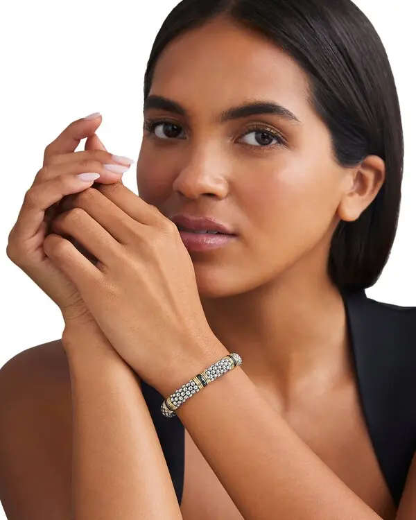 Lagos Two-tone Black Ceramic Station Bracelet