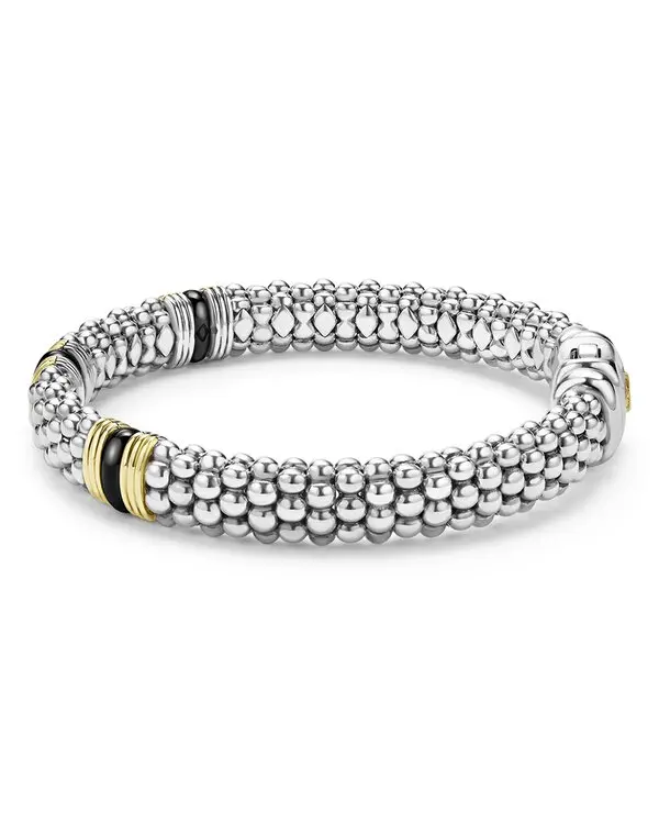 Lagos Two-tone Black Ceramic Station Bracelet