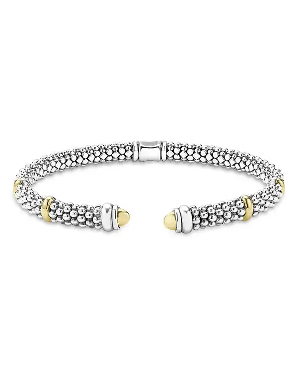 Lagos 18k Yellow Gold And Sterling Signature Caviar Versa Cuff Bracelet - Silver