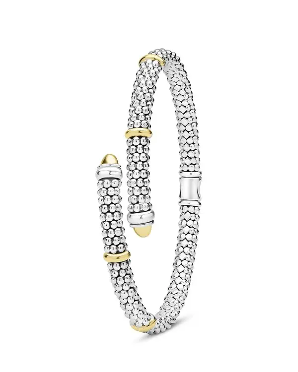 Lagos 18k Yellow Gold & Sterling Caviar Versa Bypass Bracelet - Silver