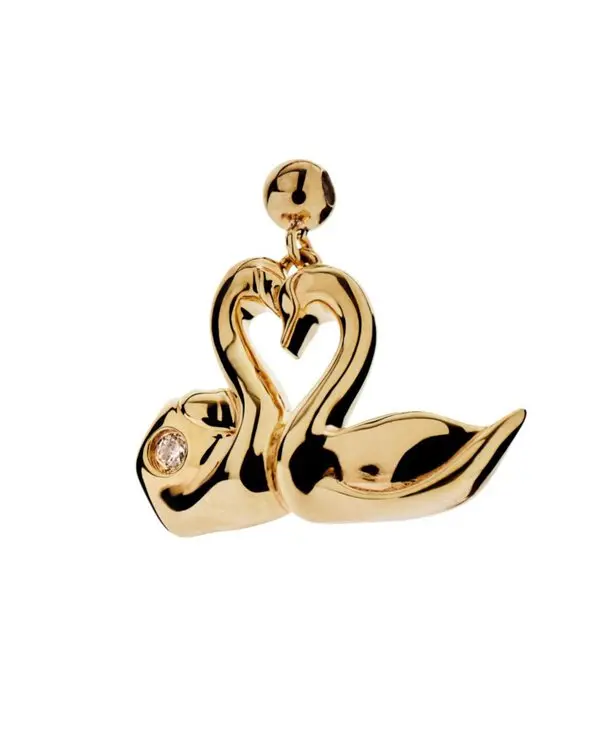 PDPAOLA Love Swans Charm - Gold