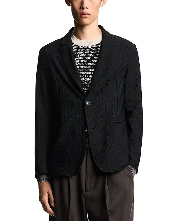 Emporio Armani Regular Fit Technical Jersey Blazer - Solid Black