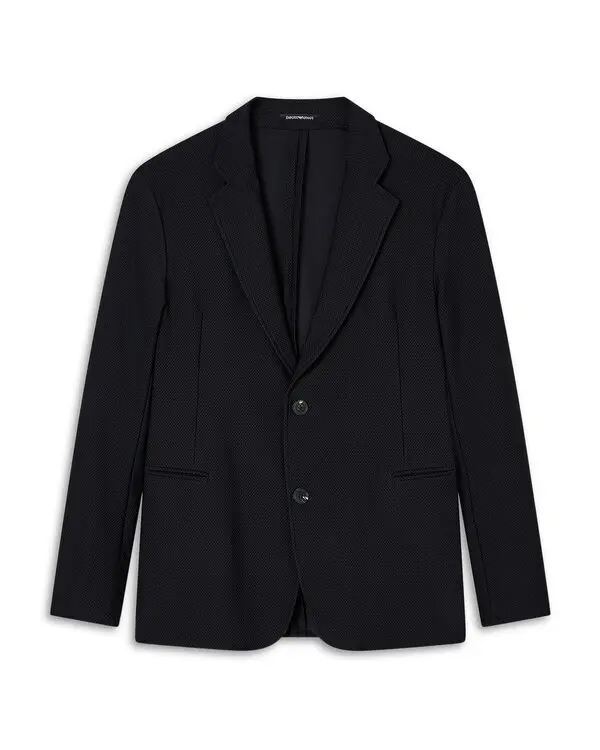 Emporio Armani Regular Fit Technical Jersey Blazer - Solid Black