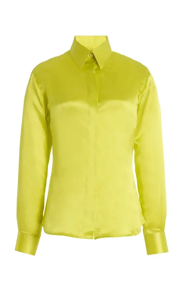 SERGIO HUDSON Silk-crepe Button-down Shirt - Yellow