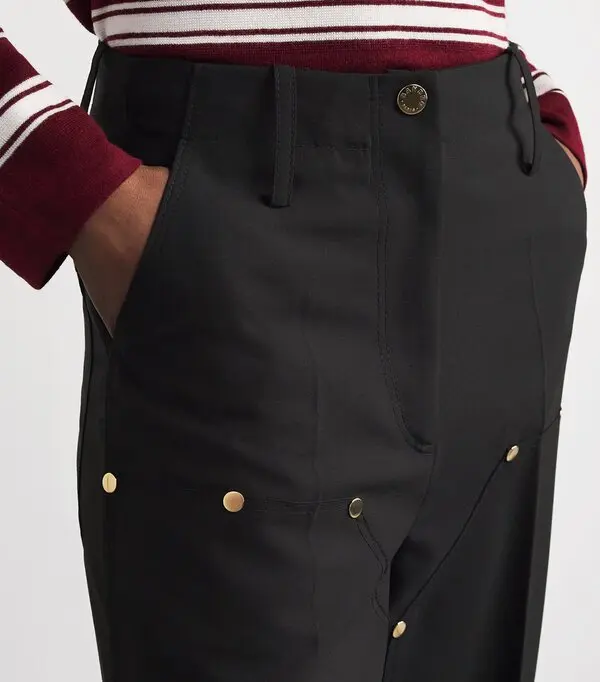 Sandro Wool Blend Pinstriped Straight Leg Trousers