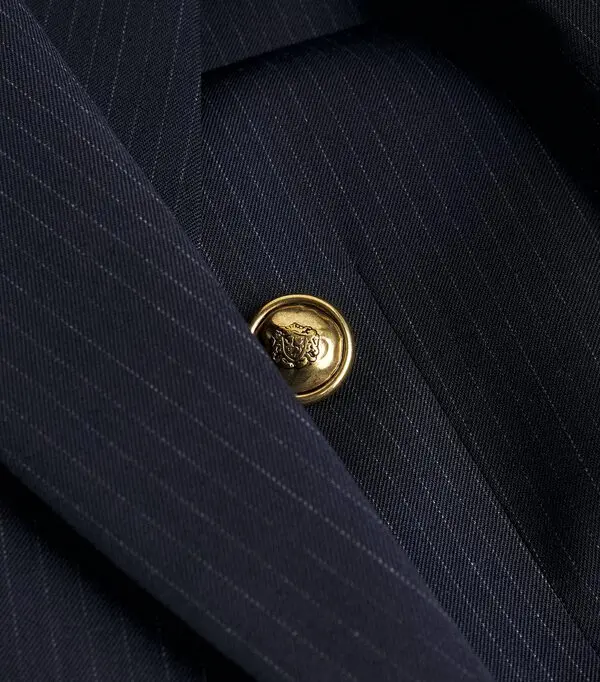 Sandro Wool-blend Pinstripe Double-breasted Blazer - Blue