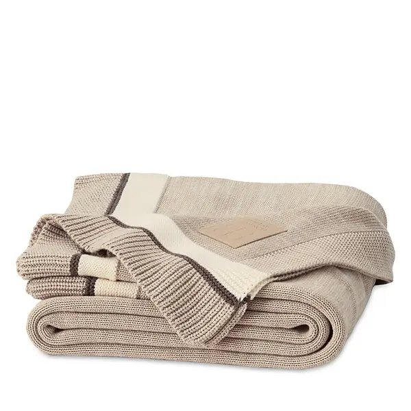 BOLL & BRANCH Court Knit Throw Blanket - Heathered Oatmeal
