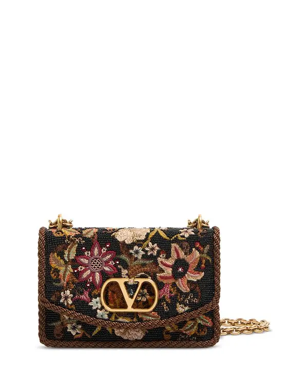 Valentino Garavani Vain Small Vlogo Beaded Convertible Shoulder Bag - Black Multi