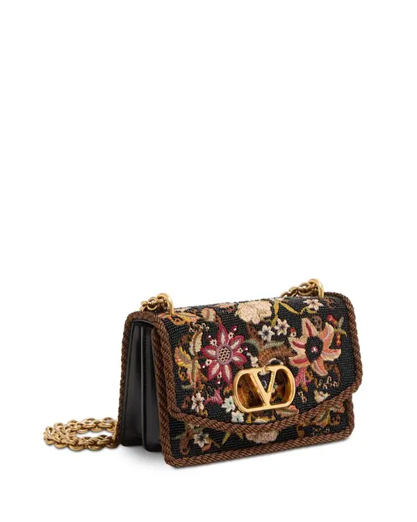 Valentino Garavani Vain Small Vlogo Beaded Convertible Shoulder Bag - Black Multi