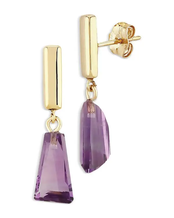 Bloomingdale'S 14k Yellow Gold Trapezoid Drop Earrings - Amethyst