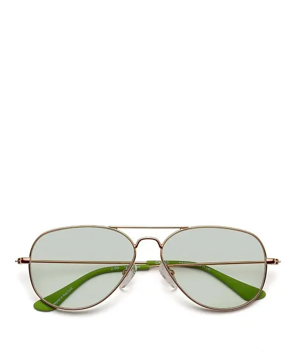 CADDIS Mabuhay 58 Mm Reading Glasses - Polished Rose Gold - Green
