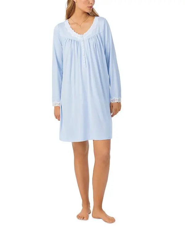 Eileen West Dream Sweater Knit Short Nightgown - Solid Blooming Blue
