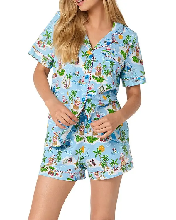 BEDHEAD PAJAMAS Short Sleeve Shorty Pajama Set - Surfin Santa