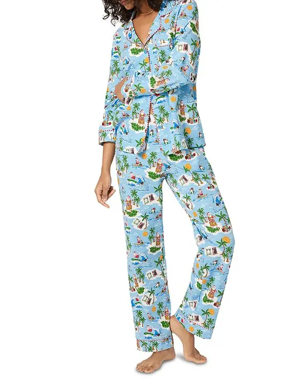 BEDHEAD PAJAMAS Printed Long Sleeve Pajama Set - Surfin Santa