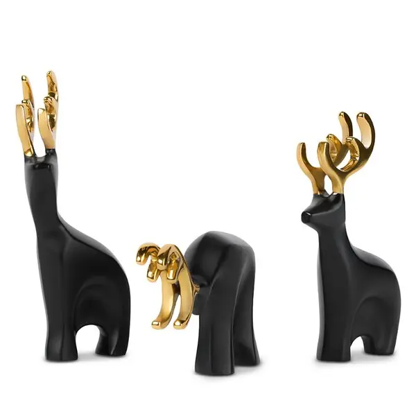 NAMBE Prancer Mini Reindeer Figurines, Set Of 3 - Black