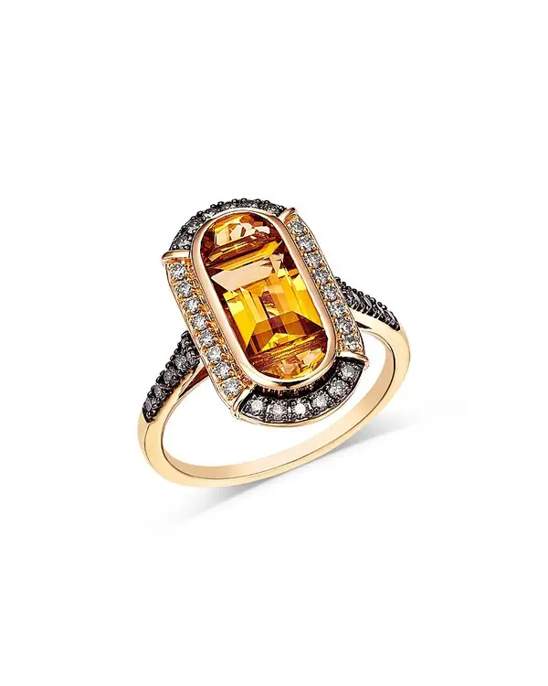 Bloomingdale'S 14k Yellow Citrine And Diamond Ring - Gold