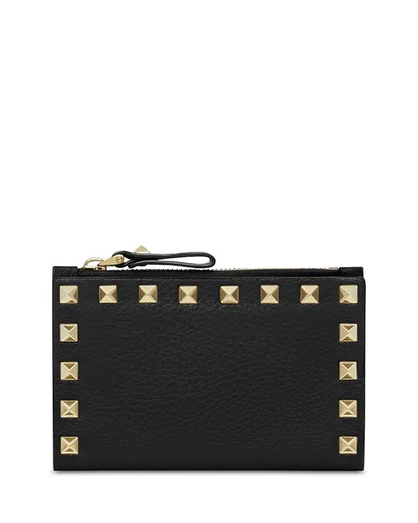 Valentino Garavani Rockstud Zip Card Case - Black