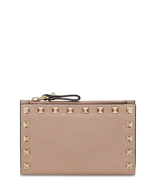 Valentino Garavani Rockstud Zip Card Case - Poudre
