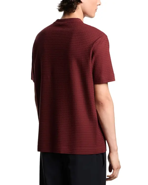 Emporio Armani Textured Cotton Jacquard Tee - Fancy Red