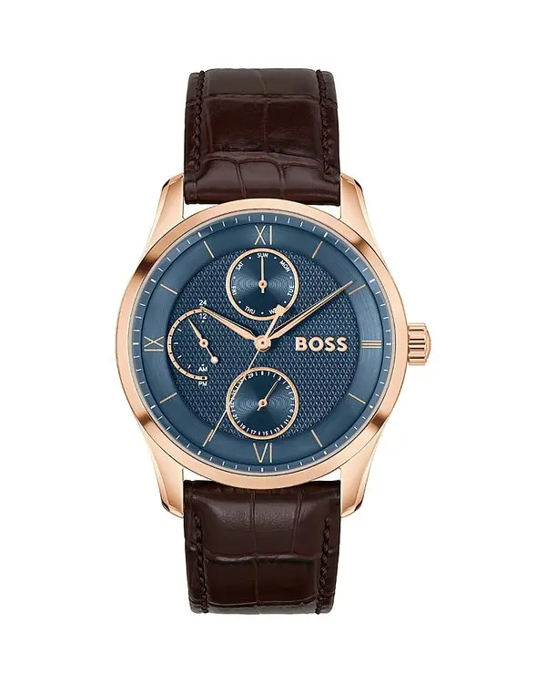 Hugo Boss Principle Master Watch, 41mm - Blue/brown