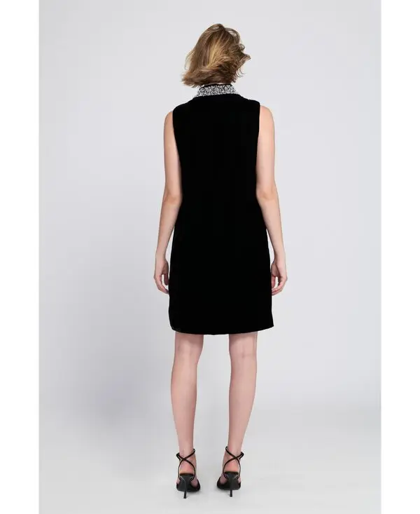 beaded collar shift dress Joseph Ribkoff Beaded Collar Black Shift Dress Womens Size 6