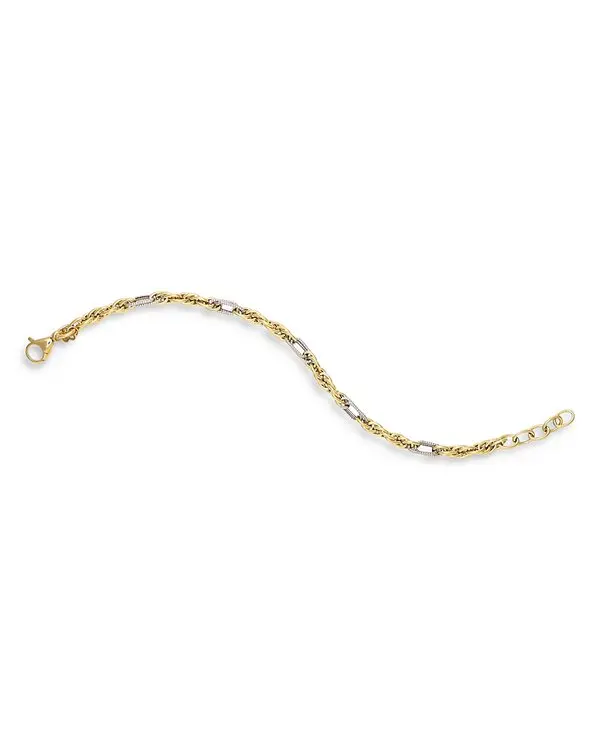 ALBERTO AMATI 14k Two Tone Gold Figaro Rolo Bracelet - Two-toned