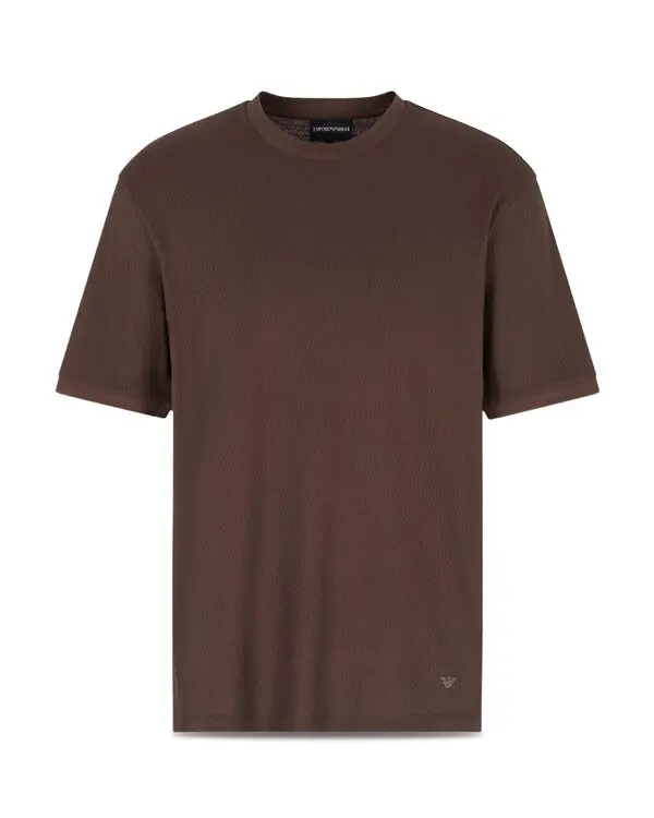 Emporio Armani Jacquard Cotton Jersey Tee - Solid Dark