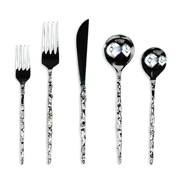 SHELTON METAL Sand Drip Five Piece Flatware Set - Silver