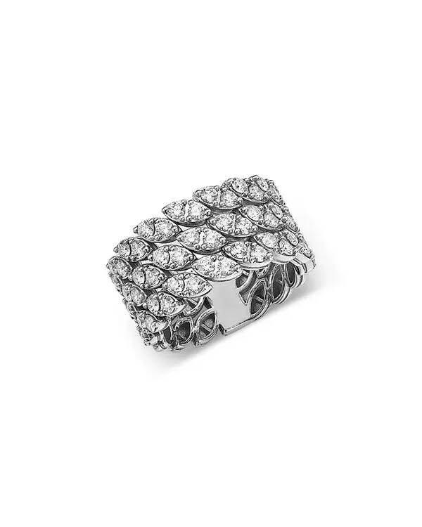 Roberto Coin 18k Marquesa Diamond Triple Row Cluster Ring - White Gold
