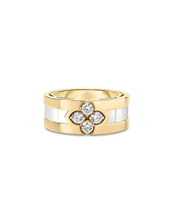 Roberto Coin Diamond, Mother Of Pearl And Yellow Band Ring - Gold