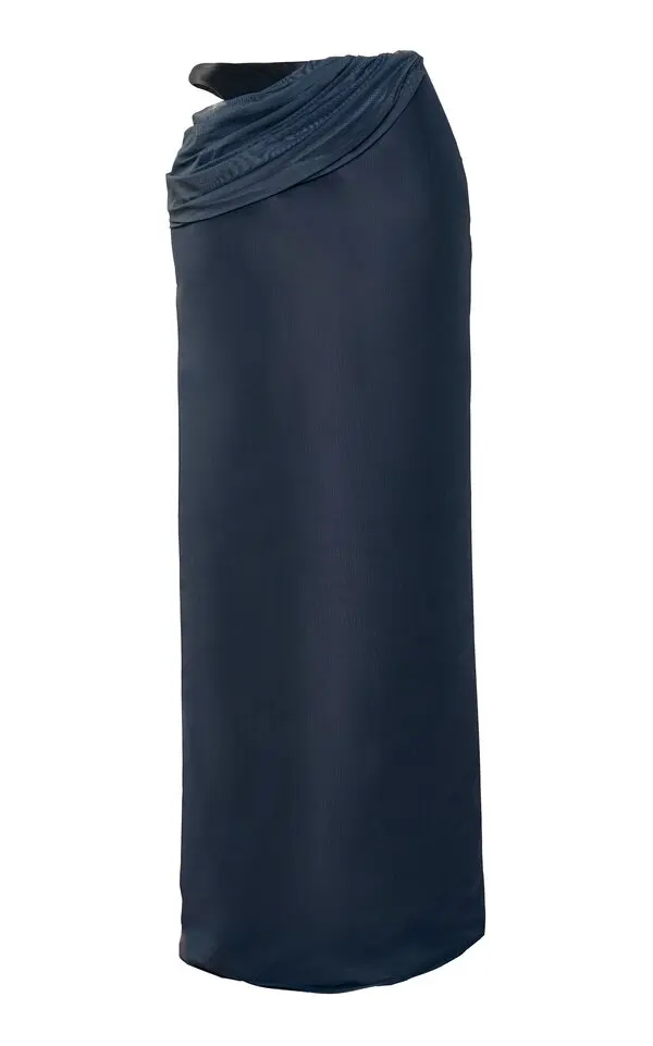 YASSMIN SALEH Draped Maxi Skirt - Blue