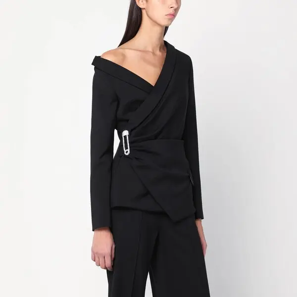 Giuseppe Di Morabito Asymmetrical Jacket With Brooch - Black