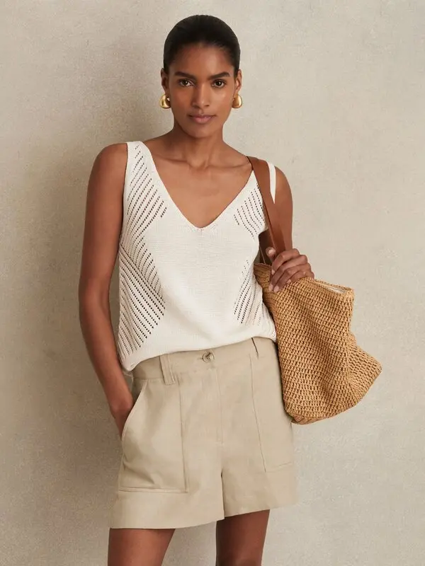 REISS Ashby Linen Wide-leg Shorts