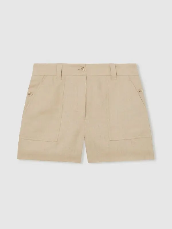 REISS Ashby Linen Wide-leg Shorts