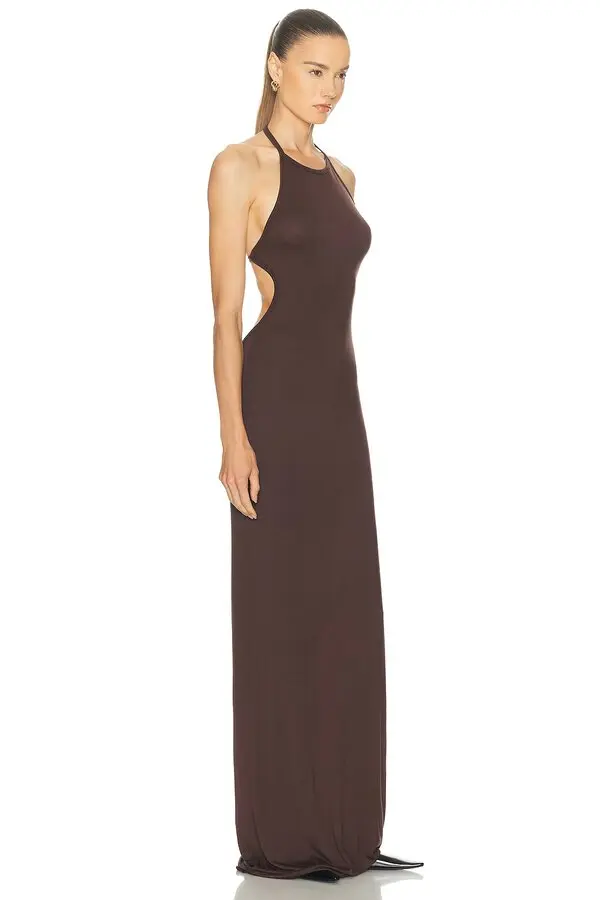 Eterne Vivian Halter Maxi Dress - Espresso | Editorialist