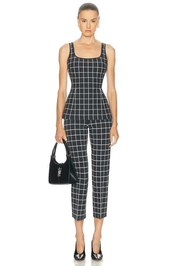 HIGH SPORT Two Tone Windowpane Inna Top - Charcoal Combo