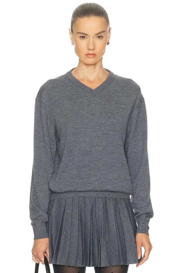 Balenciaga V-neck Sweater - Heather Grey
