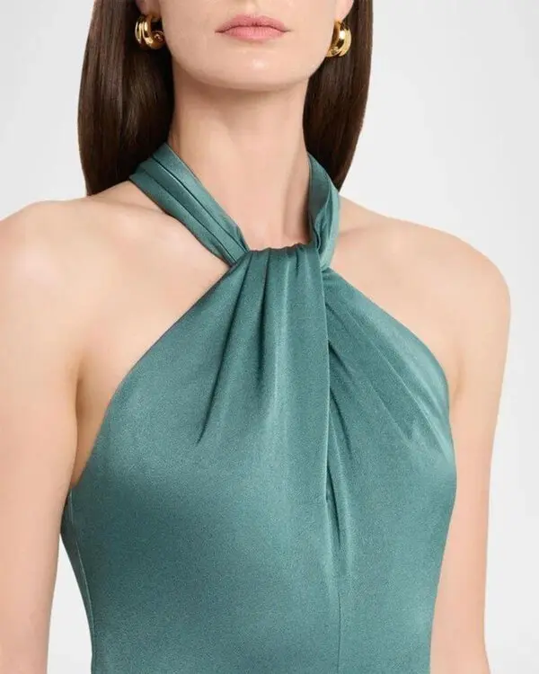 UNGARO Wilde Twist-front Halter Maxi Dress