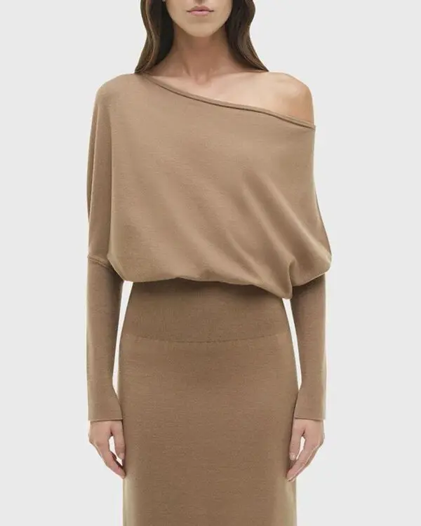Simkhai Janese Off-the-shoulder Knit Midi Dress - Camel