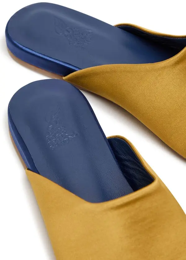 ANCIENT GREEK SANDALS The Slipper Satin Mules - Yellow