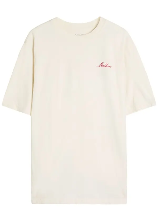 MALBON Bermuda Members Logo-print Cotton T-shirt - Cream