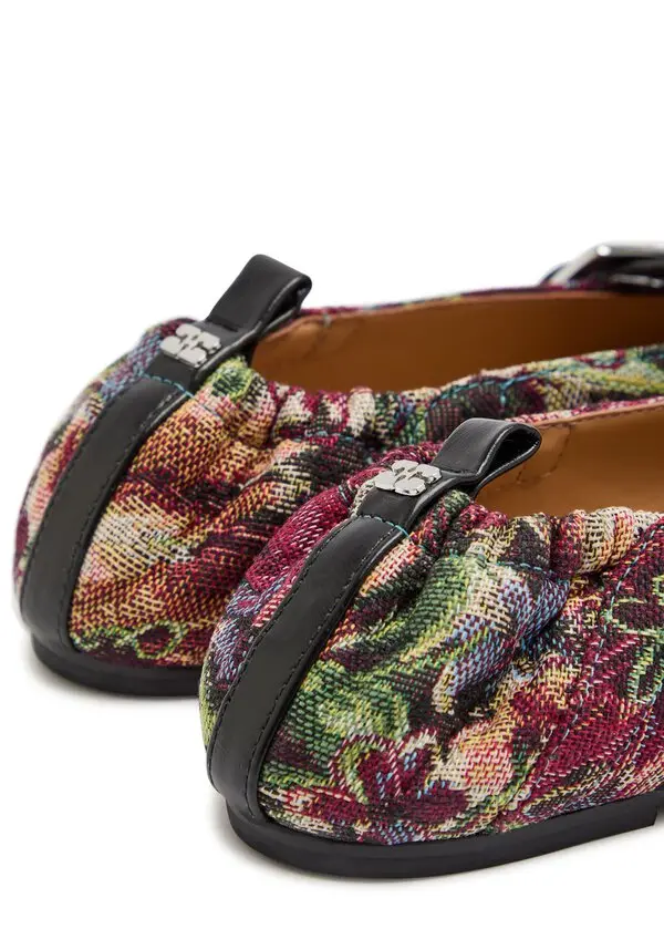 GANNI Floral Jacquard Woven Ballet Flats