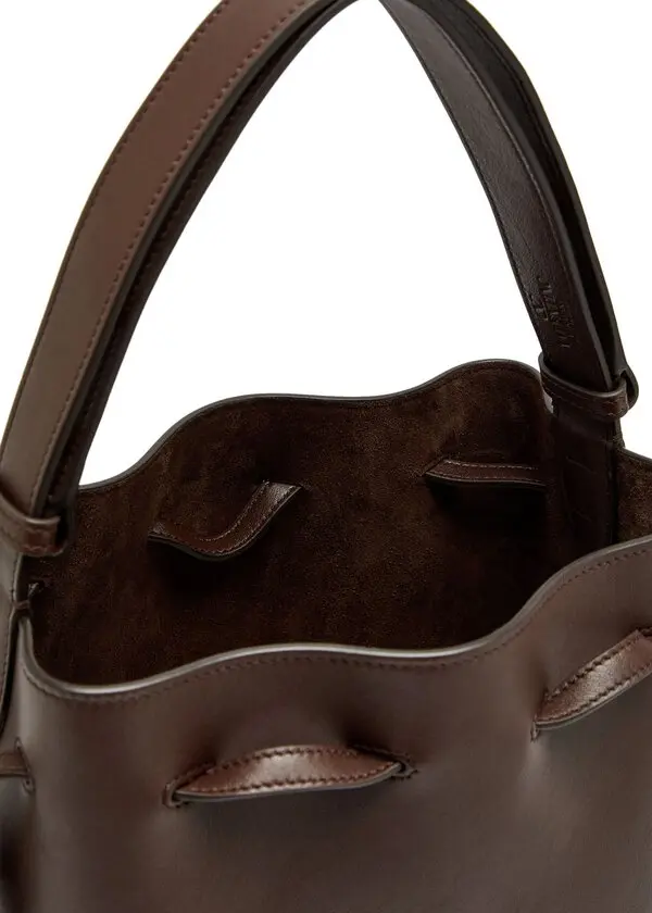 Valentino Garavani Drawstring Tassel-embellished Leather Shoulder Bag - Dark Brown