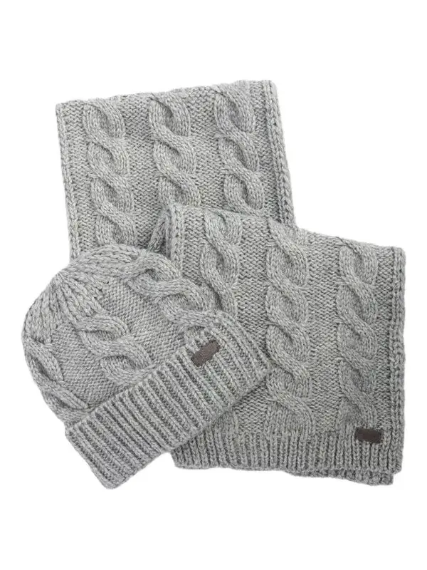 Barbour Cable-knit Scarve Set - Grey
