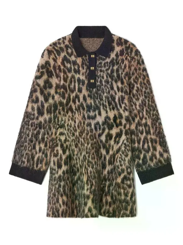 GANNI Leopard-print Button Mini Dress