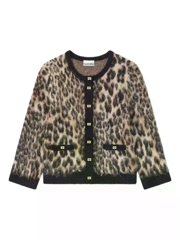 GANNI Leopard-print Button Cardigan