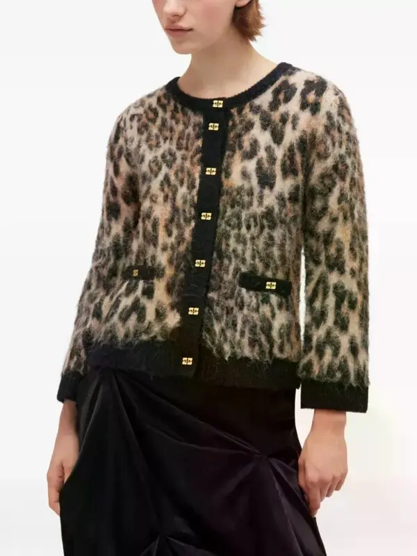 GANNI Leopard-print Button Cardigan